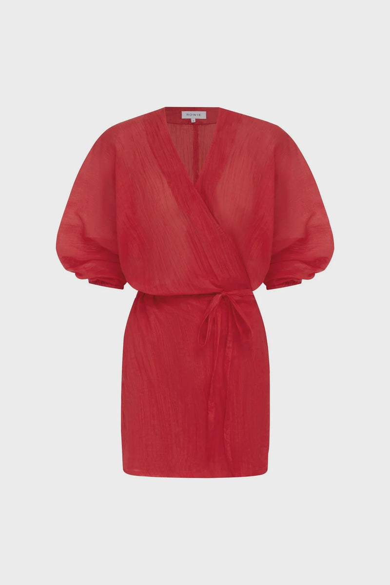 ROWIE - ISLA SILK WRAP MINI DRESS / true red – Sabotage Store